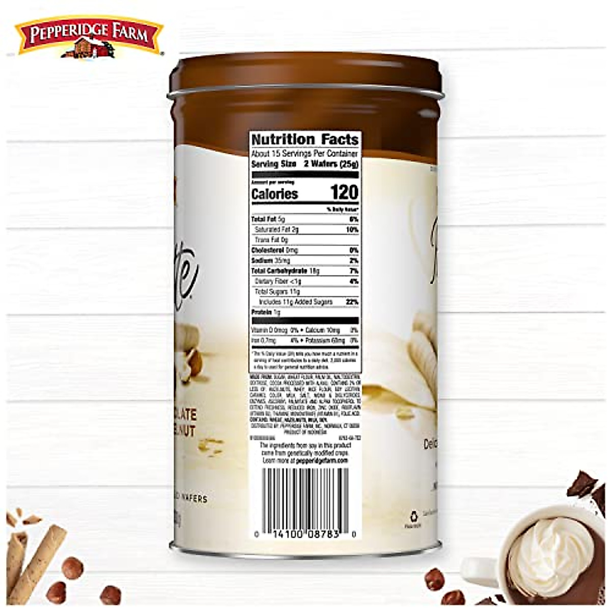 Pepperidge Farm Pirouette Cookies, Chocolate Hazelnut Créme Filled Wafers, 13.5 Oz Tin
