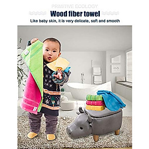 MEMRUI Luxurious Bamboo Face Washcloths for Kids - Multicolor Fingertip Towels, 10 x 18 Inches, 4 Pack in 4 Colors