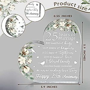 Wedding Gift for Her Years of Marriage Gift for Women Acrylic Heart Marriage Keepsake for Wife Husband Girlfriend Boyfriend (25th Style)