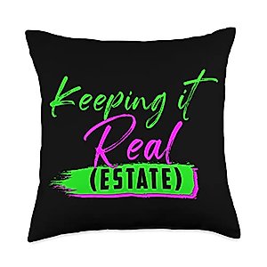 Apartment Object Seller Mortgage Rent Broker Gift Keeping It Real Estate Agent Realtor House Property Business Throw Pillow, 18x18, Multicolor