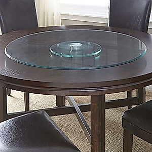 Bowery Hill 40" Round Glass Lazy Susan with Triple Beveled Edge, Dining Turntable