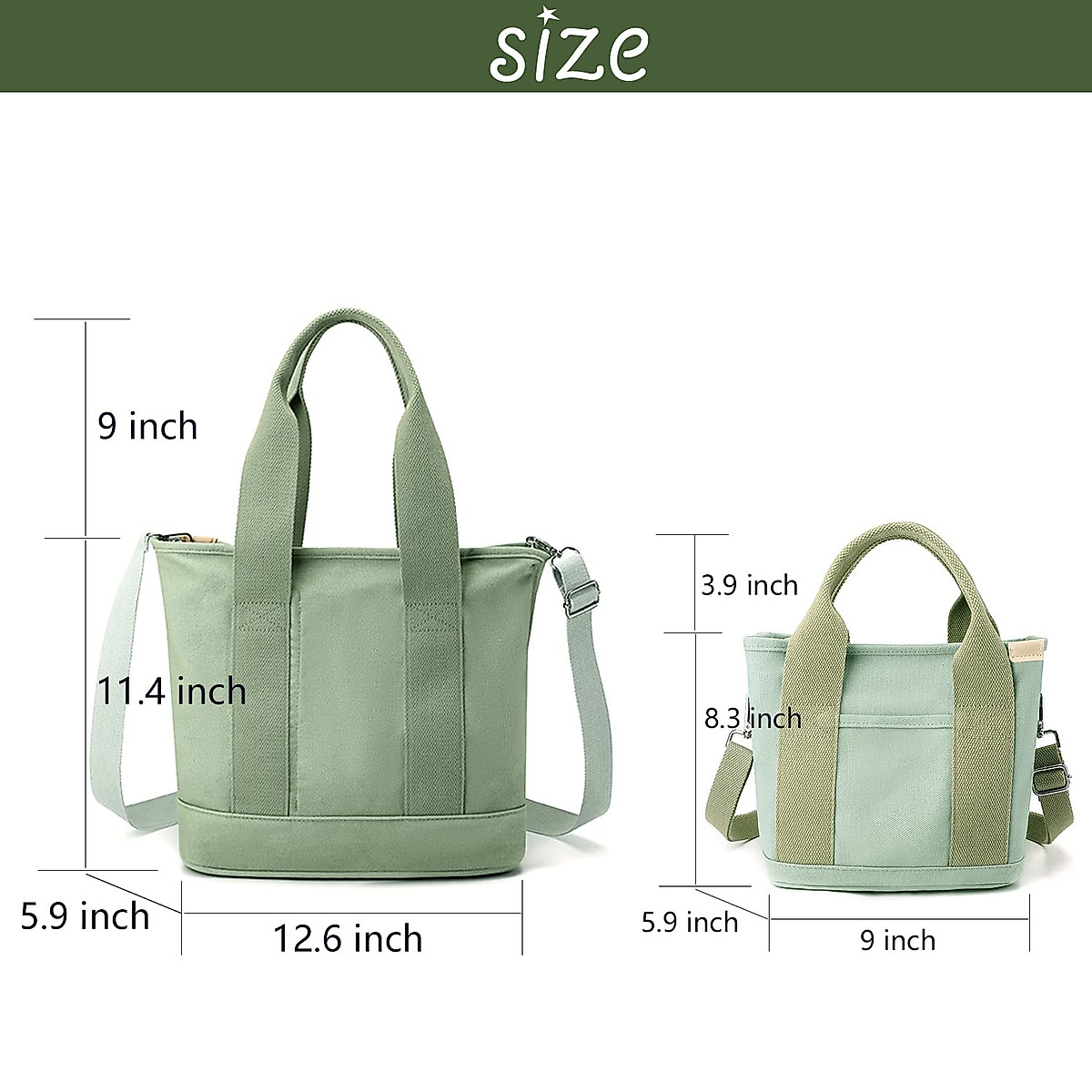 Large Tote Bag for Women,Canvas Totes Bags with Pockets,Crossbody Purse Hobo Handbag with Zipper,Shoulder Satchel Messenger Bag with Compartments for Work,Shopping,Beach,with Long Strap,2 Sizes