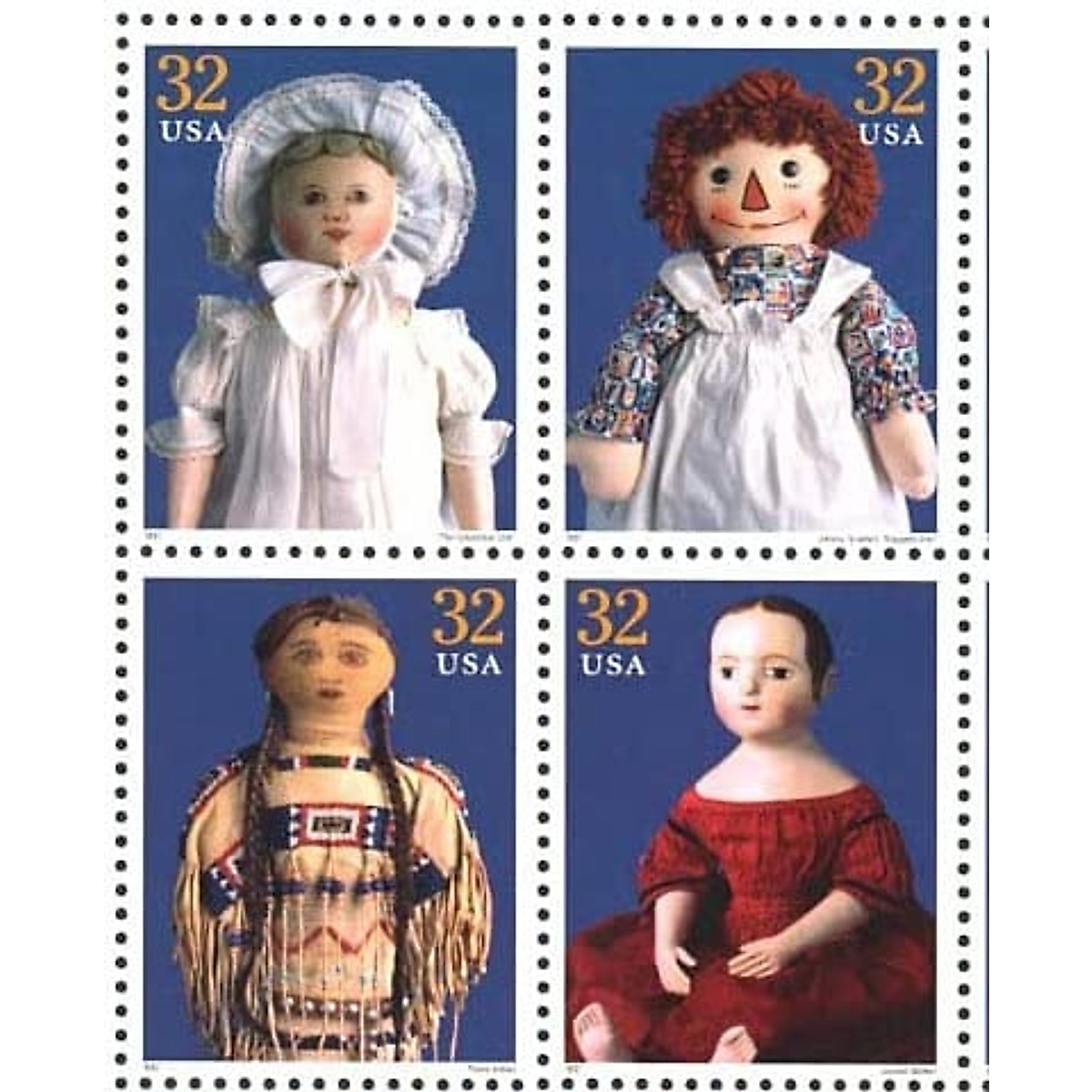 Classic American Dolls (Sheet of 15) 32 Cent US Postage Stamps 1997 Scott #3151
