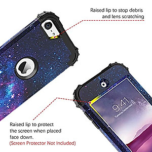 BENTOBEN iPod Touch 7th Generation Case, iPod Touch 6th/5th Case, 3 in 1 Hybrid Hard PC Soft Rubber Heavy Duty Rugged Bumper Shockproof Phone Cover for iPod Touch 7th/6th/5th Generation, Purple