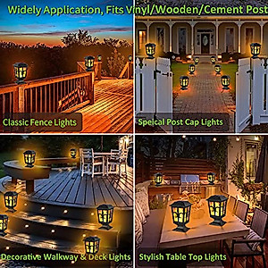 Ollivage Solar Post Lights Outdoor, Waterproof Solar Powered Post Caps Lights Solar Flame Lamp Post Light Fits 4x4 5x5 6x6 Wooden Posts in Patio, Deck or Garden Decoration