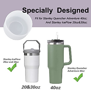 MetaProDAO 2Pcs Silicone Boot for Stanley 40 oz Quencher Tumbler with Handle & Stanley IceFlow 20oz 30oz, Protective Water Bottle Bottom Sleeve Cover, Stanley Cup Accessories (white)