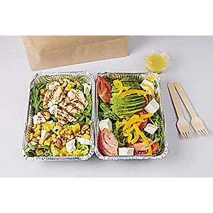 Aluminum Pans with Lids (50-Pack, 8.5"×6") 2.25 LB Capacity Foil Food Containers with Lids - 50 Pans and 50 Cardboard Covers - Disposable Tin Foil Pans - for Baking, Meal Prep and Freezer, Takeout