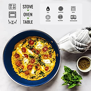 Granitestone 3 Pc Non Stick Frying Pans Set, Nonstick Frying Pans Nonstick 8/10 / 12 Inch Pan Skillets for Cooking with Stay Cool Handles, Induction Cookware, Dishwasher/Oven Safe, Non Toxic - Blue