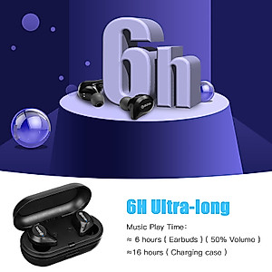 BOYA True Wireless Earbuds, Blutooth 5.0 in-Ear Earbuds Touch Control Wireless Headphone Earphone with Charging Case Built-in Microphone for Phone Calls Music Listening Sports (Black)