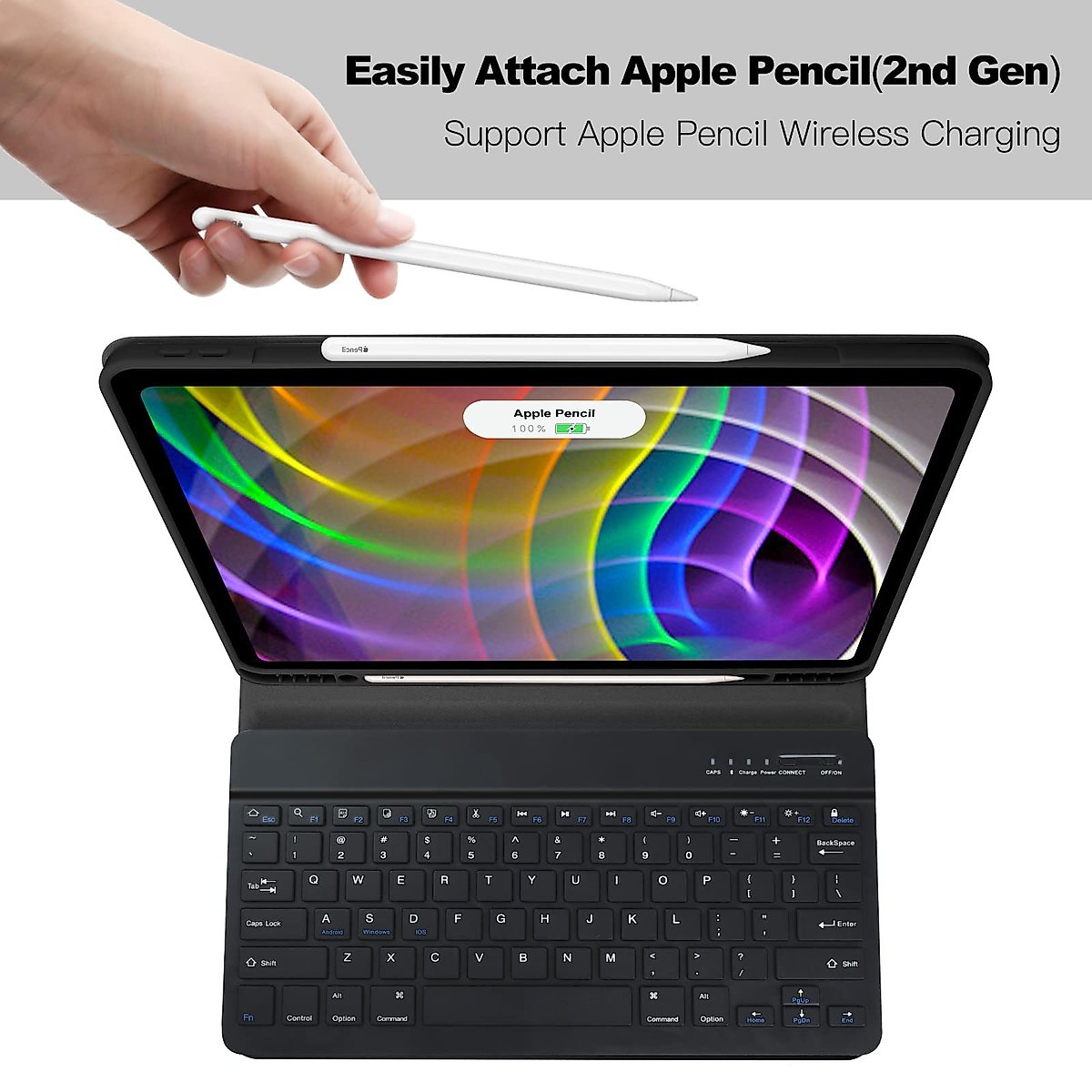HOTLIFE Case with Keyboard for iPad Air 13 inch （M2 2024 ）,Keyboard Case for iPad Pro 12.9 6th/5th Generation, Wireless Detachable Keyboard- with Pencil Holder for New iPad Air 13-inch/iPad Pro 12.9