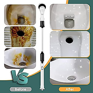 Electric Spin Scrubber, GOFOIT Cordless Shower Scrubber for Cleaning Bathroom, Tile, Floor, Tub and Power Cleaning Brush with Adjustable Extension Handle and 5 Replaceable Rotating Brush Heads