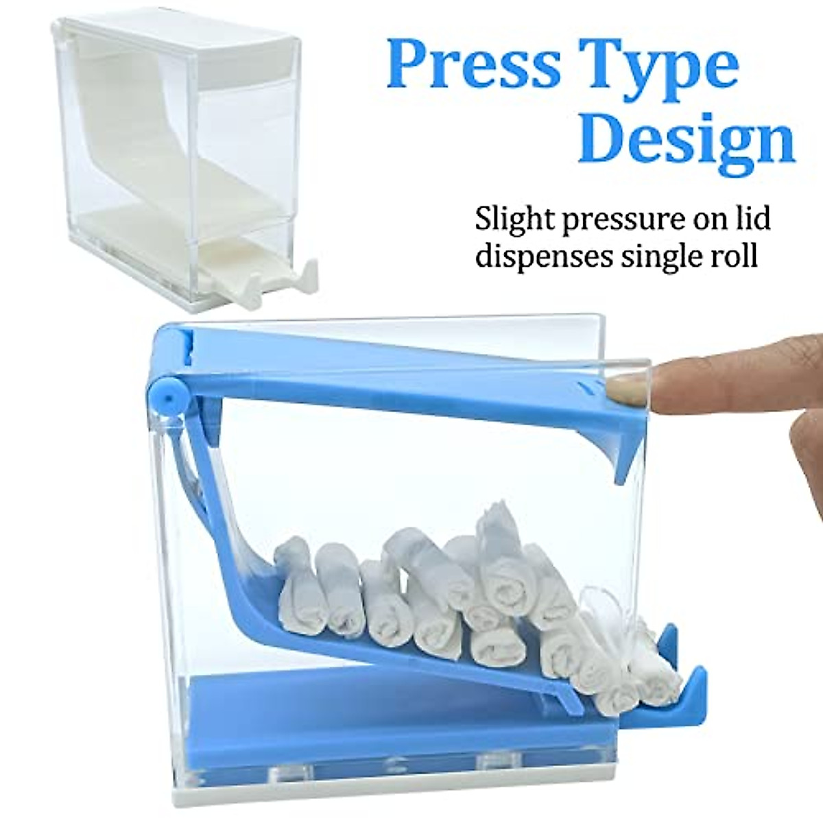 2 Pack Dental Cotton Roll Dispenser Holder Organizer Hygienic Cotton Roll Divider, Press-on Dental Cotton Rolls Holder and Dispenser with Nonslip Base