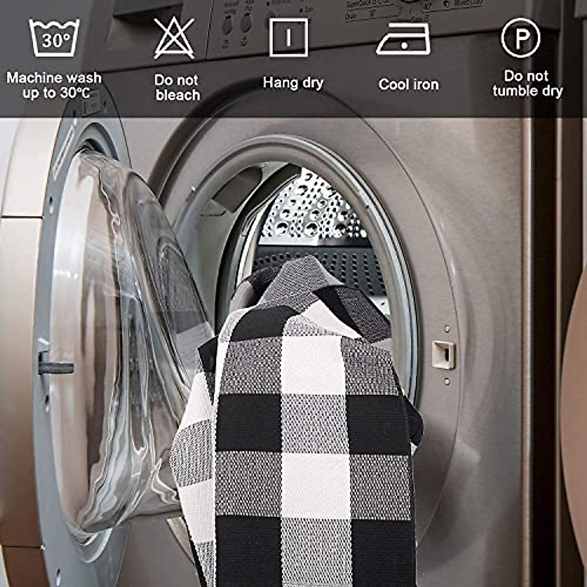 Aracon Buffalo Check Rug 27.5'' x 43'' Plaid Rug Reversible Cotton Hand-Woven Carpet Outdoor Black and White Checked Fall Decor Rug for Layered Front Porch Door Mats, Entryway, Farmhouse