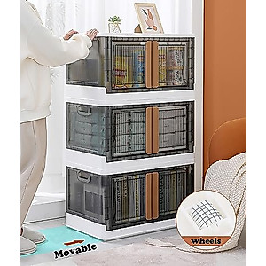 Yevheniys Storage Containers, Plastic Storage Bins with Lids and Wheels, 8.4 Gal Versatile Collapsible Stackable Storage Bins for Home, Office, Dorm Room Essential (1pack)