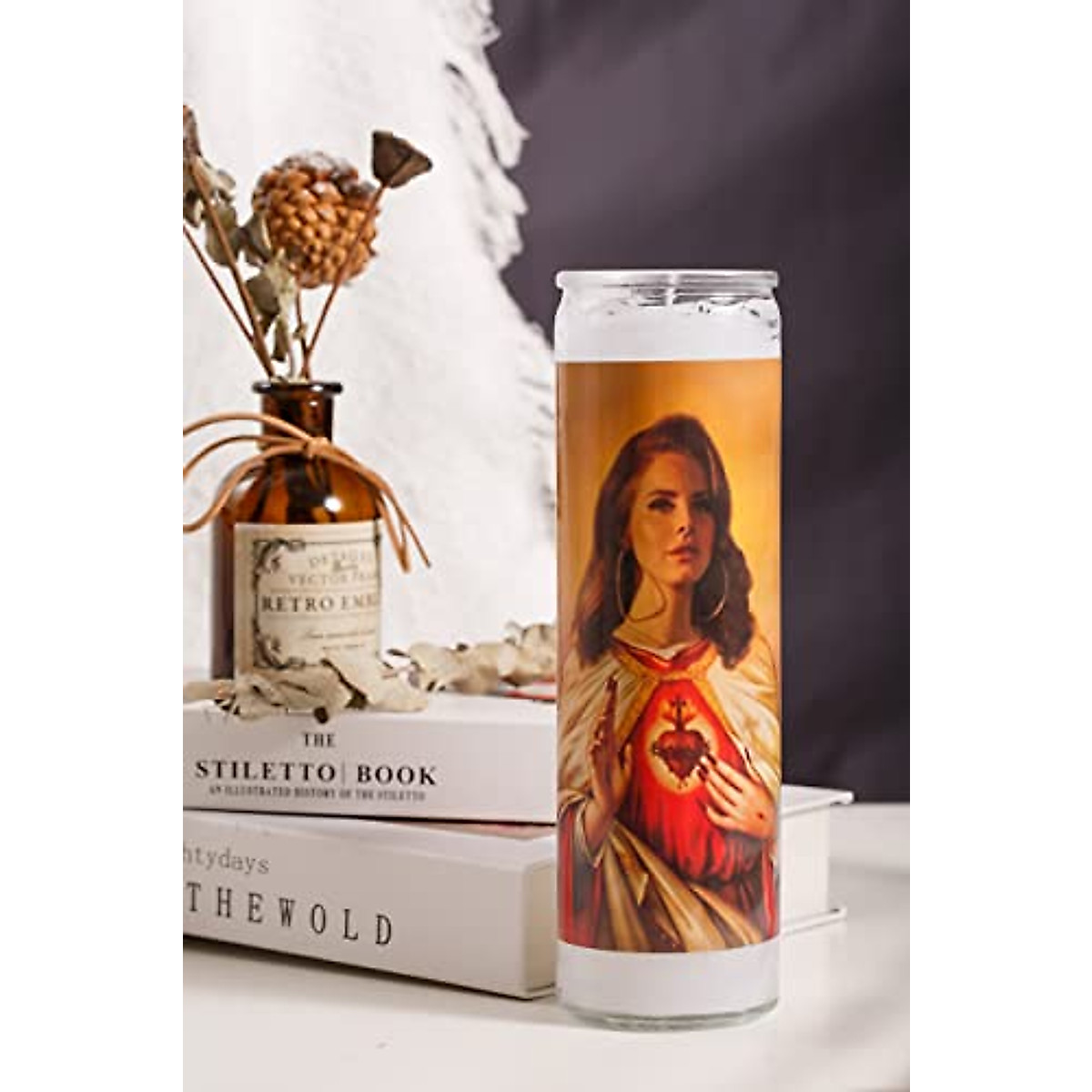 Lana Del Rey Candle - Lana Del Rey Merch, Funny Saint Votive, Pop Culture Celeb Prayer Candle,Scented Celebrity Parody Devotional Prayer Candles, Celebrity Novelty Gifts for Christmas