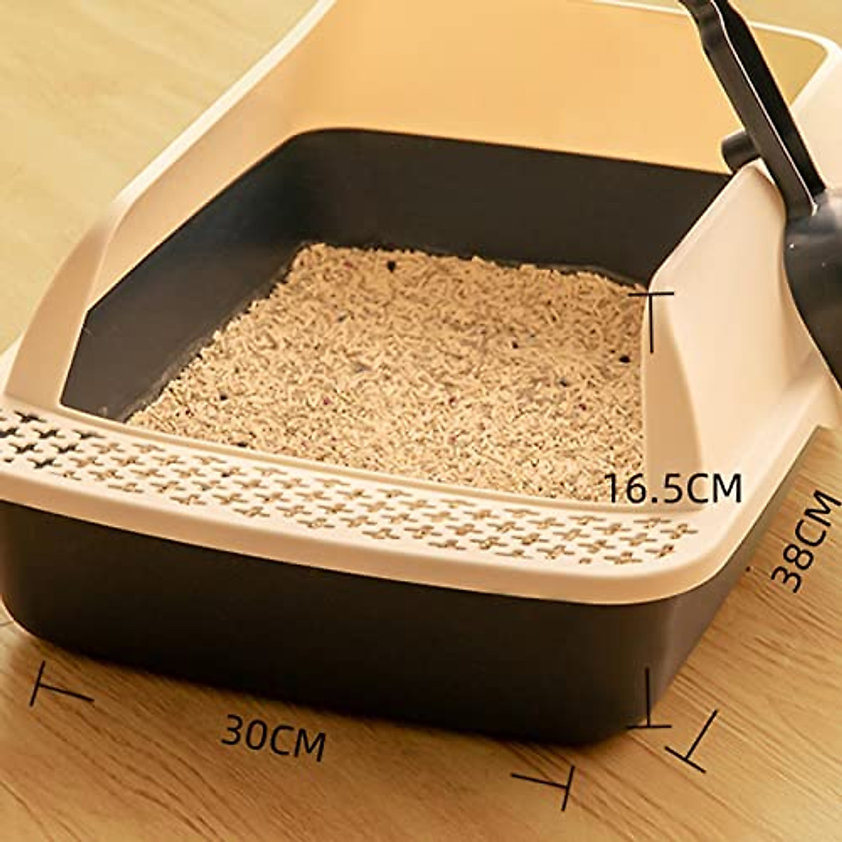 PETSOLA Open Scoop Litter Box, Semi-Enclosed, Detachable Riser with High-Sided Litter Box, Blue