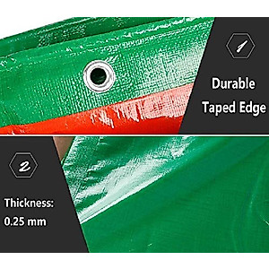YGCBL Large Heavy Duty Tarpaulin,Tarps,Pe Braided Tarpaulin 190Gsm Garden Niture Cover Rainproof Cloth Home Seal Windproof Window Garden Plant Cover Keep Warm Film Camping Ground Sheet,Green Red,4X6M