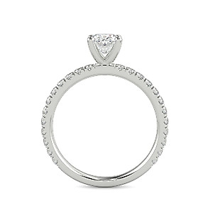 Beverly Hills Jewelers 1 Carat Oval Lab Grown Diamond Engagement Ring for Women in 14k White Gold D-E Color, cttw Size 6 Made in USA