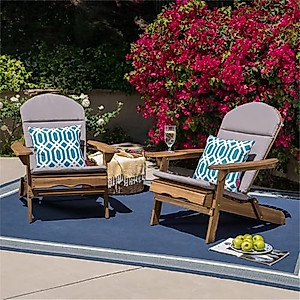 Noble House Malibu Wood Adirondack Chair with Cushion (Set of 2) Natural/Gray