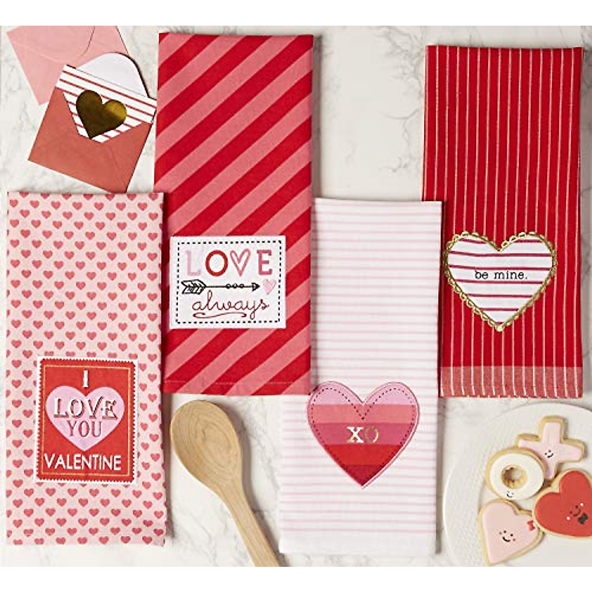 DII Valentine's Day Collection Kitchen, Dishtowel Set, 18X28, Love, 4 Piece