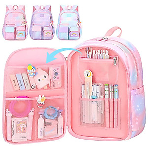 FMCEUEX Kawaii Backpack For Boy Girls, Rainbow Starry School Backpacks With Compartments Applicable to Laptop Bag Travel Bag Book Bag, Blue Medium 16.5in