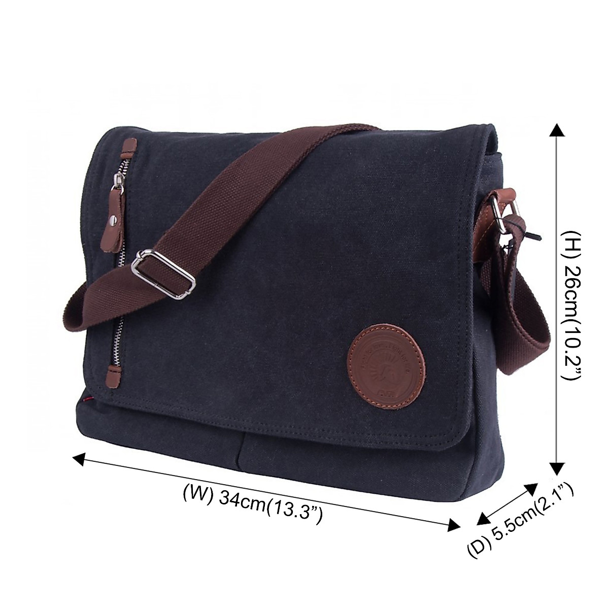 Vintage Men's Canvas Messenger Bag Laptop Shoulder Satchel Crossbody Sling Bookbag (M36_Black)