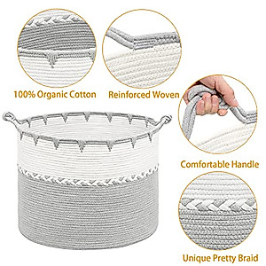 DUOLEO XXXXXL Large Rope Blanket Baskets 26" x 26" x 18" Woven Baskets for Storage Baskets for Blankets Laundry Basket for Toys Storage Basket with Handle Laundry Hamper