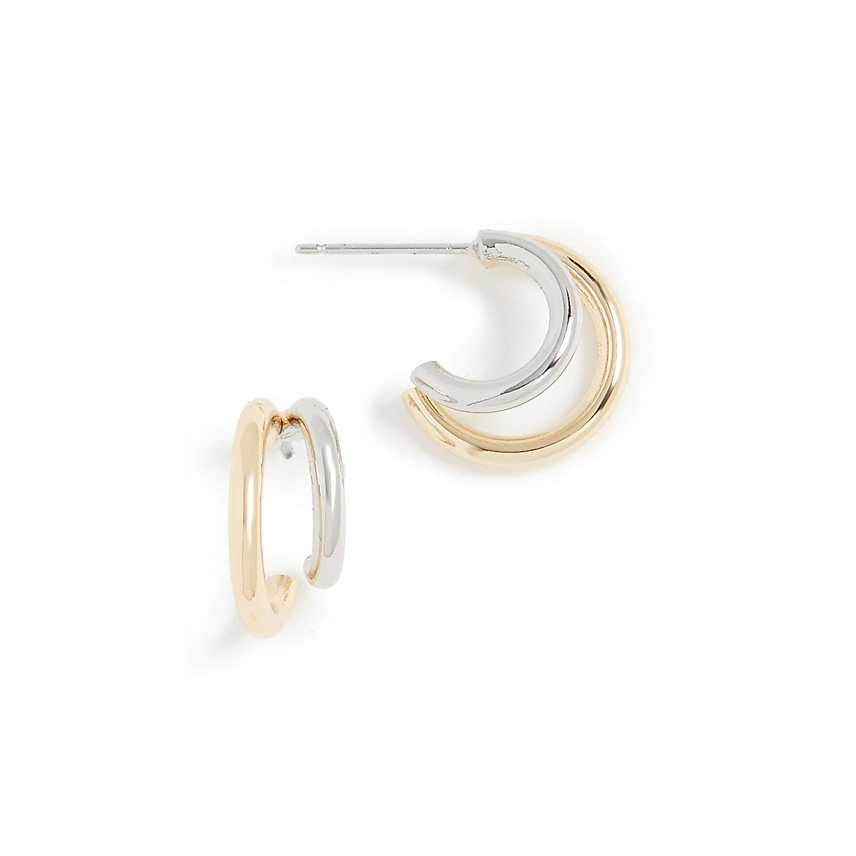 SHASHI Women's Gemini Hoops, Gold/Silver, One Size
