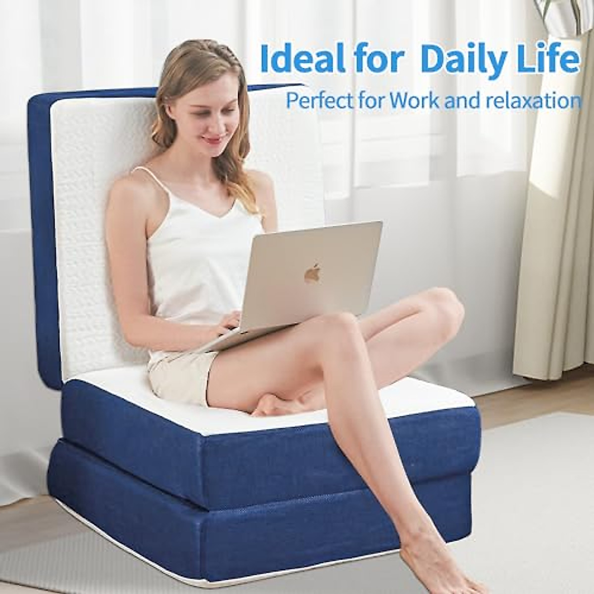 Memory Foam Single Folding Mattress Cot Mattress,4 Inch Foldable Mattress Topper with Cover, Breathable Floor Mattress Guest Bed for Travel/RV/Camping/Guest Room/Yoga (25"×75"×4")