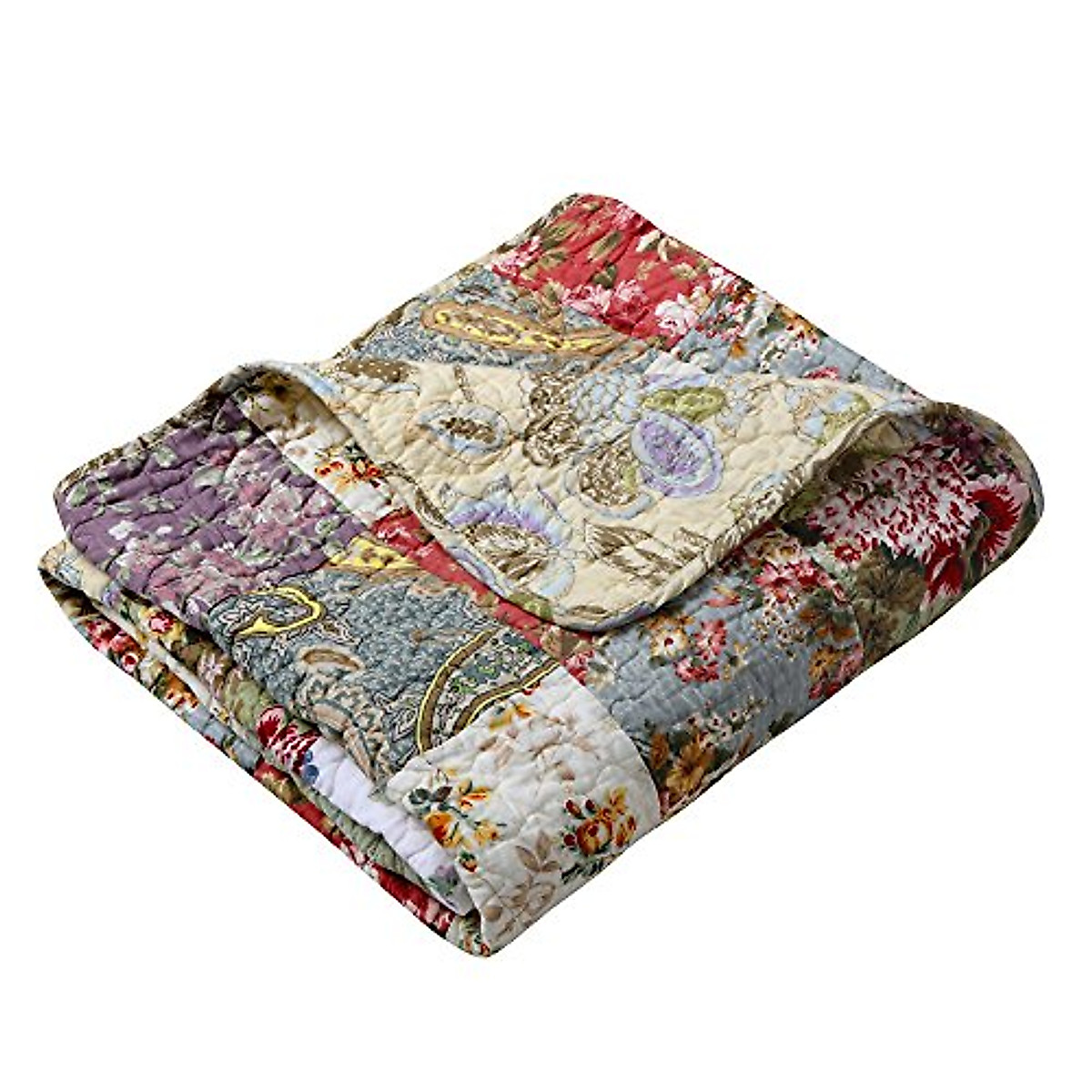 Greenland Home Antique Rose Throw Blanket, Full, Ecru & Blooming Prairie Throw Blanket, Full, Multi