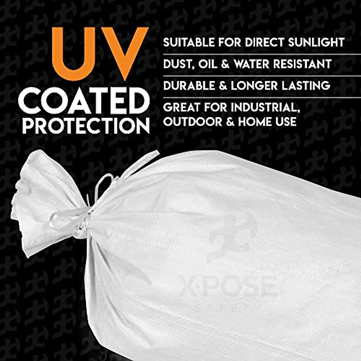 Empty Sand Bags, with Ties – White 14" x 26" Heavy Duty Woven Polypropylene, UV Sun Protection, Dust, Water and Oil Resistant - Home and Industrial - Floods, Photography and More (Bundle of 10)