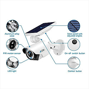 Solar Motion Sensor Light Outdoor - 800Lumens 8 LED Spotlight 5-Watt Solar Lights Outdoor IP66 Waterproof, Wireless Solar Flood Light for Porch Garden Patio Driveway Pathway,Aluminum(White)