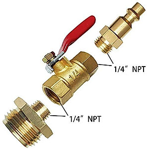 Winterize Adapter with 1/4 Inch Male Quick Connecting Plug and 3/4 inch Male GHT Thread, 1/4 Inch Male Quick Plug and 3/4 Inch Female Garden Hose Threading, Winterize Quick Adapte (Male+Female)