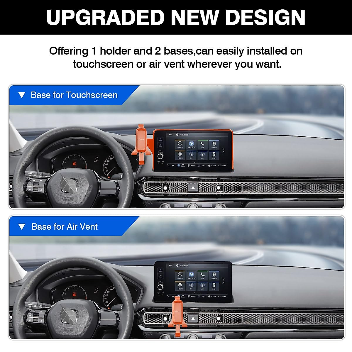 Autorder Custom Fit for Car Phone Holder 2022 2023 Honda Civic Accessories 9" Touchscreen Air Vent Screen Fixed Clip Cell Phone Mount Hands-Free 360 Degree Rotation