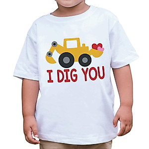 7 ate 9 Apparel Kid's I Dig You Construction Truck Valentine's Day T-shirt 3T White