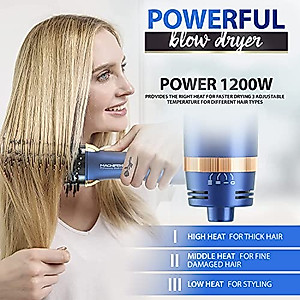 Magnifeko Round Hair Dryer Brush - Hot Air Blow Dryer Brush for Women for Hair Drying, Styling and Volumizing -(Blue)