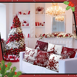 6 Pcs Christmas Pillow Covers Cushion Covers Decoration Christmas Pillow Cover Holiday Decor Throw Pillow Case for Sofa Couch Christmas Office Bedroom Decorations (Warm Style,20 x 20 in)