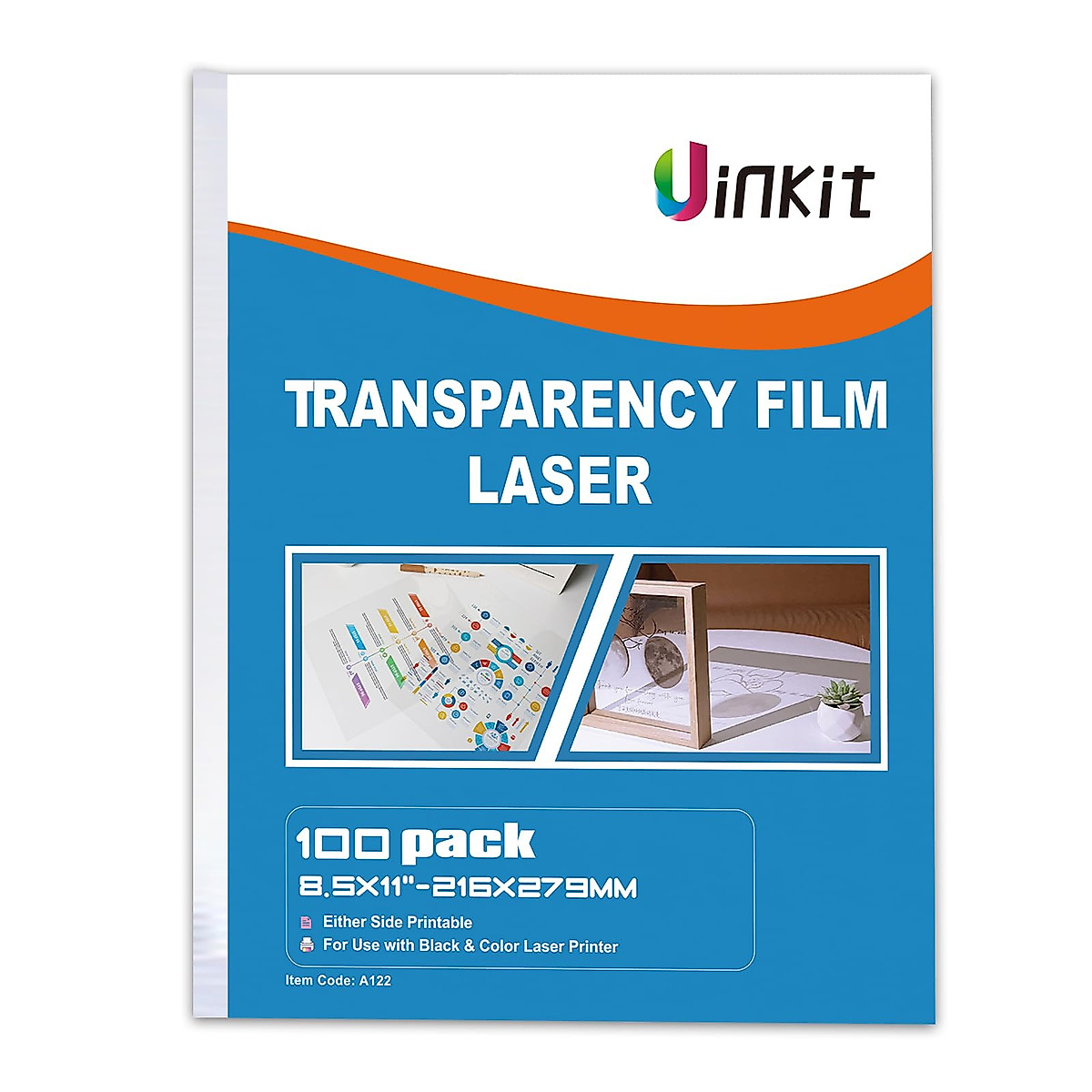 Uinkit 100Sheets Laser Transparency Film and 50 Sheets Inkjet Transparency Film Ohp Clear Overhead Projector