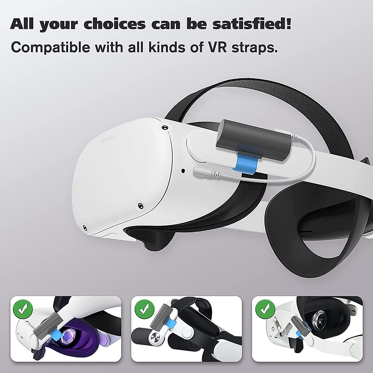 SiWiQU Rechargeable Battery Pack for Meta Quest 2, Mini Accessories for Quest 2 Headset, Portable VR Extended Power Compatible with Quest 2 Original and Elite Strap