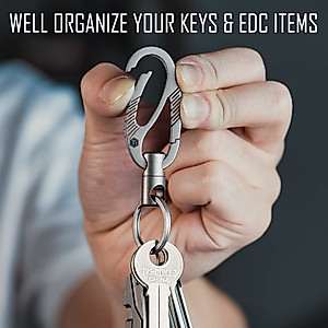 KeyUnity KK07 Mini Titanium Scalpel Knife, KM09 Dual-Gate Carabiner Keychain Clip & KA17 Titanium D Ring Bundle
