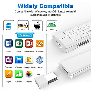 NORWII N99 Wireless Presenter Mouse Pointer, 2.4GHz Presentation Clicker Rechargeable PPT PowerPoint Clicker for Powerpoint Presentation Remote Slide Advancer, Support Hyperlink/Volume/Pause/Mac