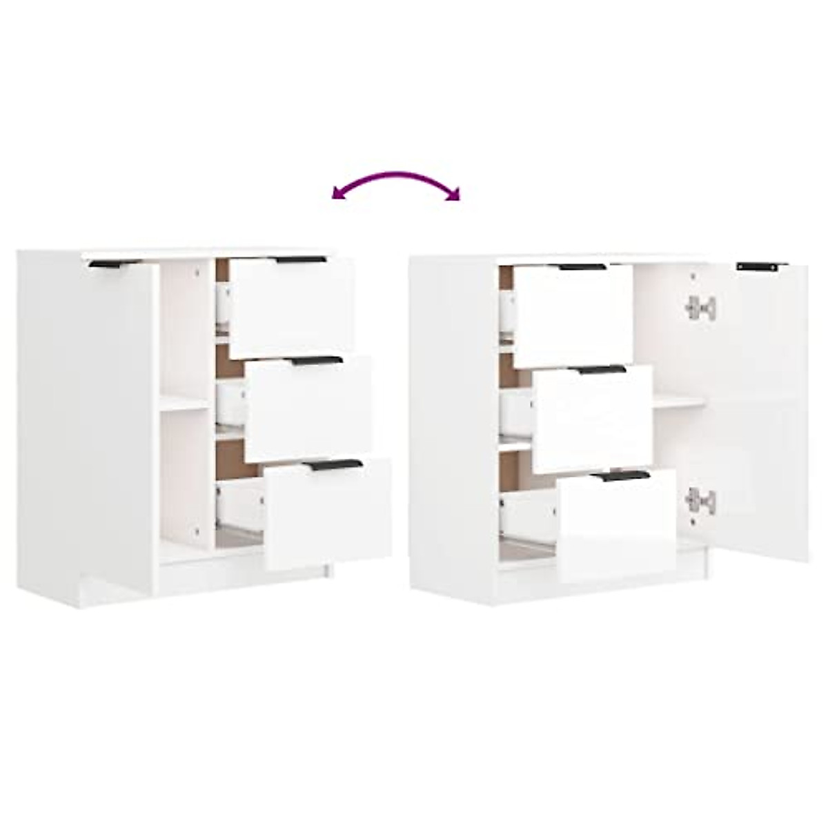 vidaXL Sideboard High Gloss White 23.6"x11.8"x27.6" Engineered Wood