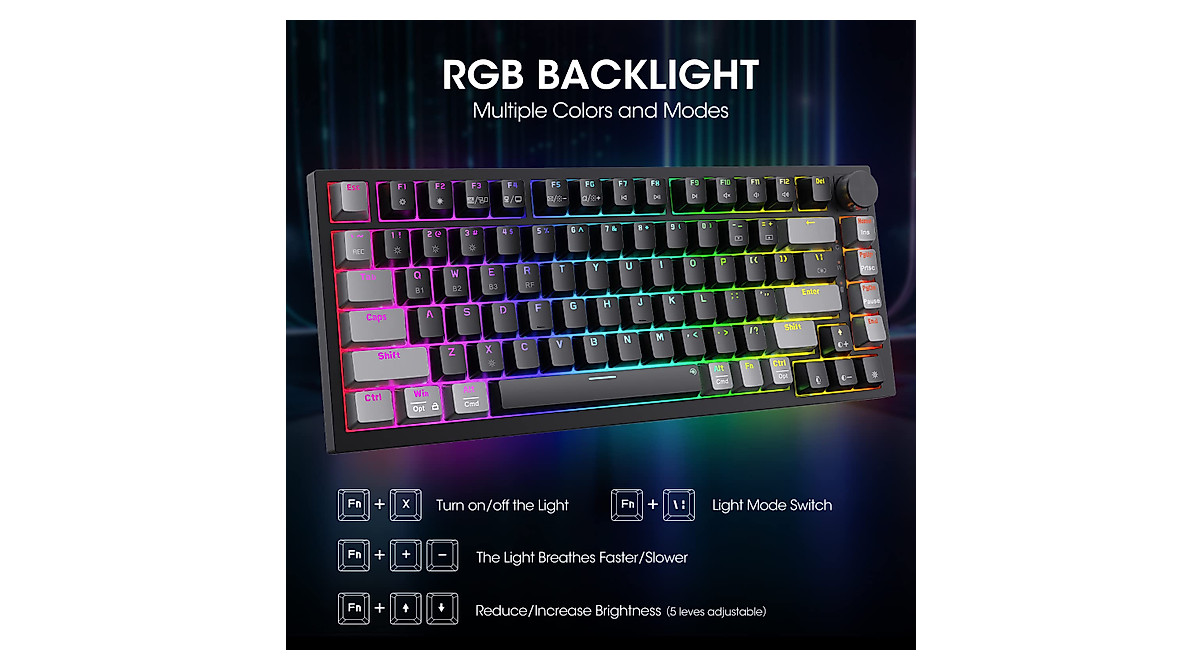 KOORUI 75% Wireless RGB Gaming Keyboard