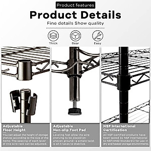 MGHH Wire Rack Shelving, Metal Rack Organizer Heavy Duty Wire Rack Basement Storage Unit Rack Utility for Bathroom Office Kitchen (Black, 14" D x 24" W x 60" H)