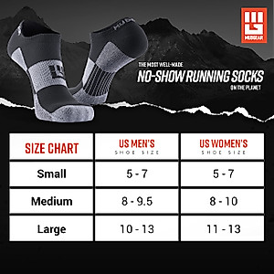 MudGear No Show Socks - Official Spartan Race Men's and Women's Socks for Running, Rucking, Racing, Hiking, Workout etc. - 2 Pack Athletic Moisture Wicking Cushioned No Show Socks (Black/Gray, Large)