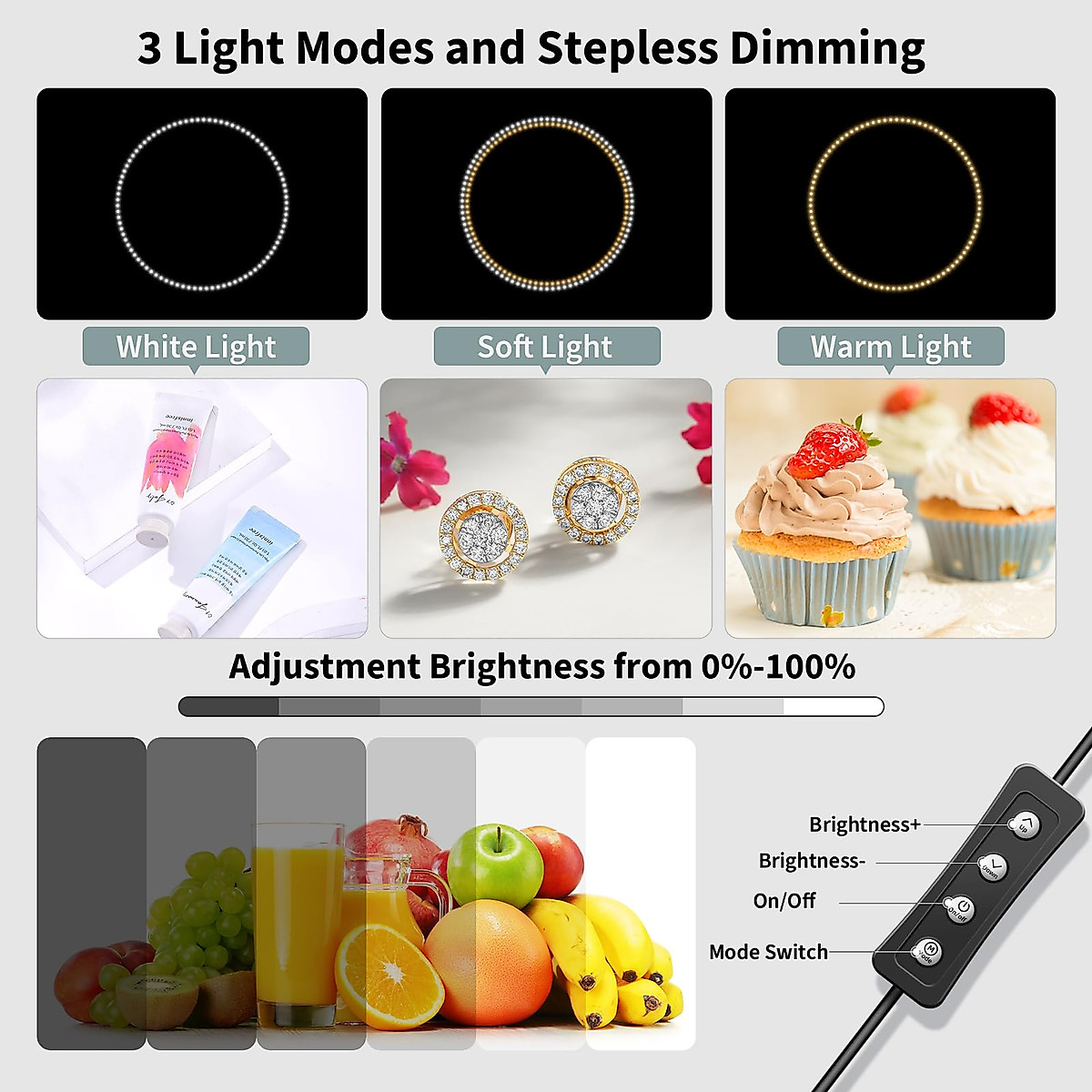 Glendan Light Box Photography, 16"x16" Portable Photo Light Box with 112 LED Lights & 6 Kinds of Double-Sided Color Backdrops and Adjustable White Light, Soft Light, Warm Light for Product Photography