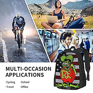 Rat Anime Cute Fink Backpack Computer Bag Shoulders Daypack Business Unisex Backpack Lightweight 3D Print Backpack Gifts with Bottle Side Pockets