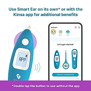 Kinsa Smart Ear Thermometer for Fever - Medical Infrared Termometro - FDA Cleared for Body Temperature Readings for All Ages - Connects to a Smartphone App to Track Symptoms and Get Illness Guidance
