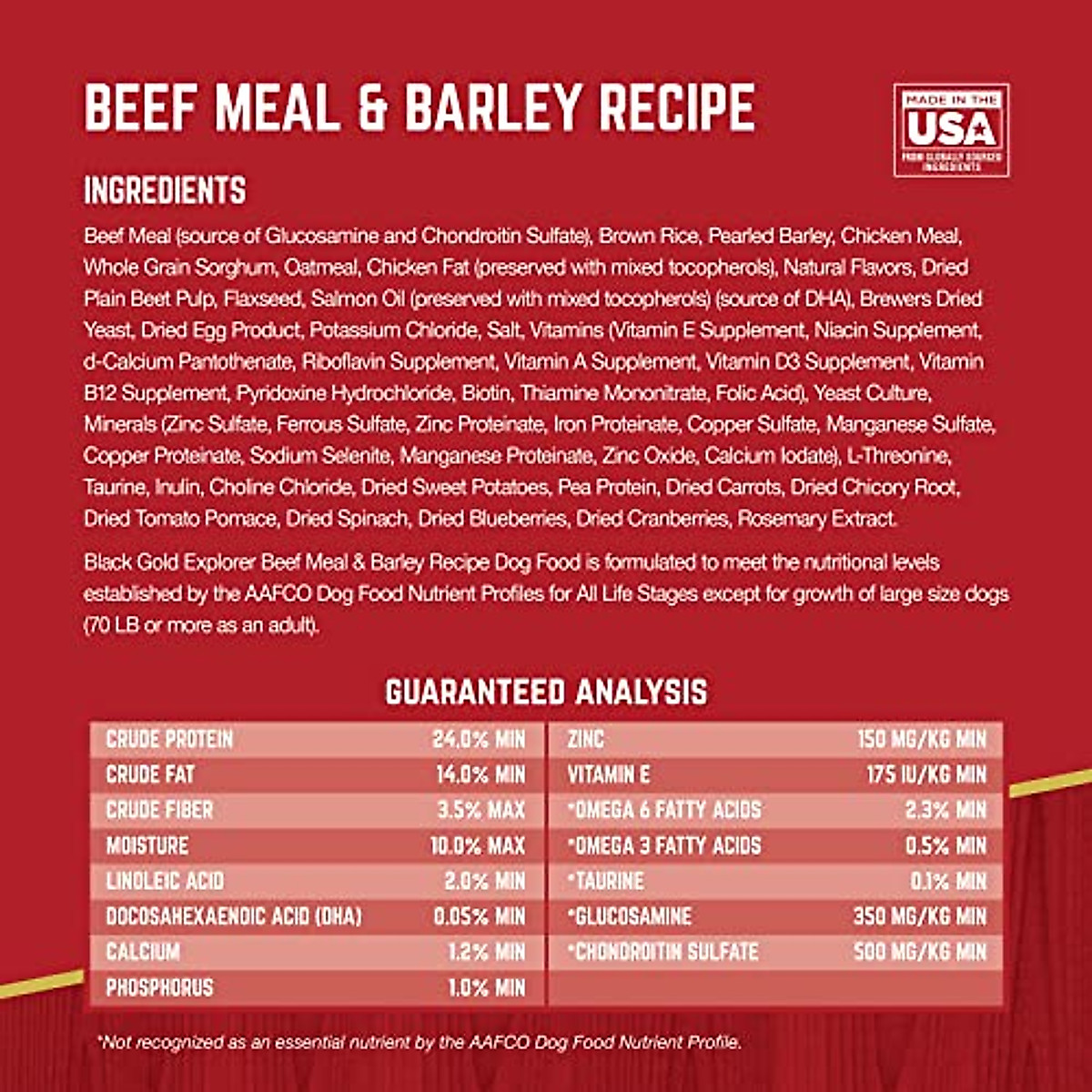 Black Gold Explorer Beef Meal & Barley Recipe Dry Dog Food