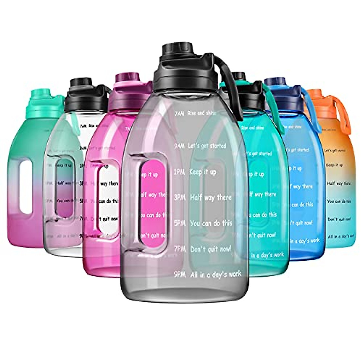 Diller bottle 1 Gallon Water Bottle with Time Marker, Large 128oz Water Bottle to Drink, Motivational Water Jug with handle for Gym Workout, BPA Free, Leak-Proof (Black)